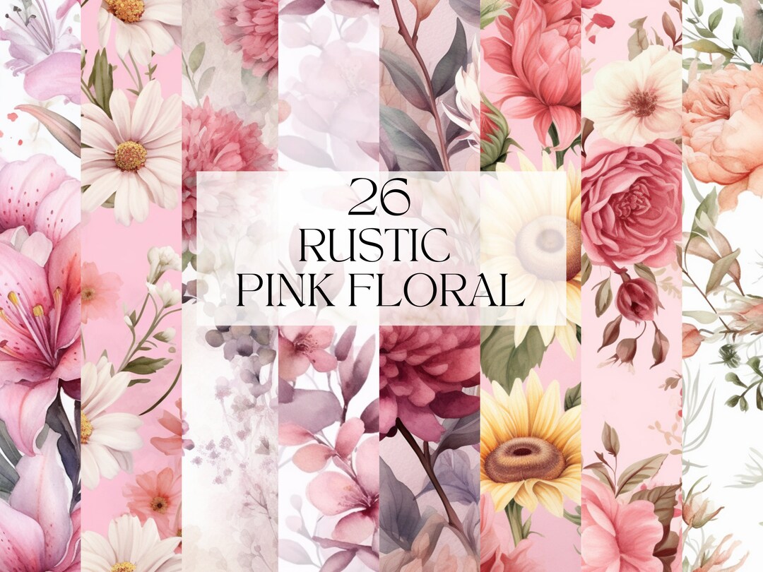 Watercolor Rustic Pink Floral Clipart, Printable Nature Botanical Png ...