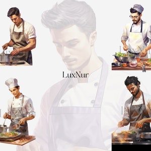 Watercolor Cook Clipart, Printable Culinary Chef Png, Gourmet ...