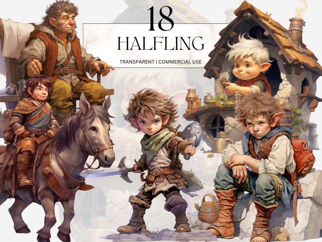 Watercolor Halfling Clipart Printable Dungeons and Dragons Dnd RPG Game ...