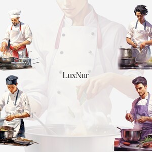 Watercolor Cook Clipart, Printable Culinary Chef Png, Gourmet ...