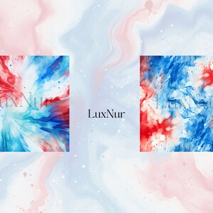 Watercolor Red White Blue Tie Dye Digital Paper, Printable Abstract ...