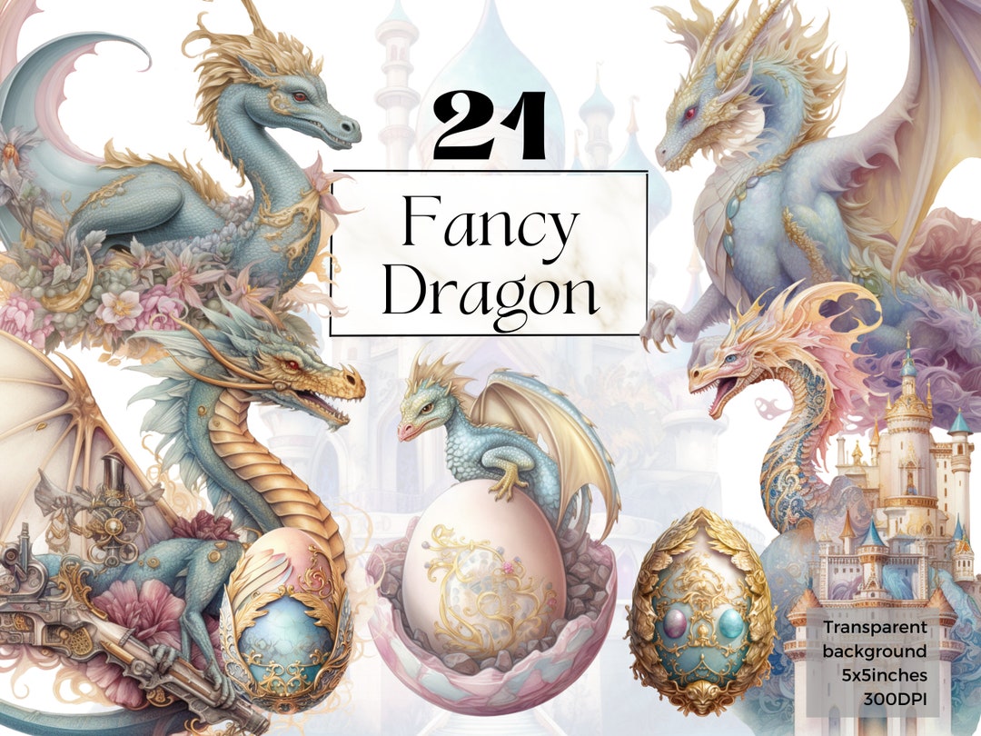 Fancy Dragon Clipart Png, Watercolor Pastel Dragon, Fantasy Clipart ...