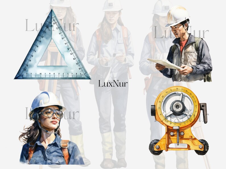 Watercolor Civil Engineer Clipart Printable Structural - Etsy