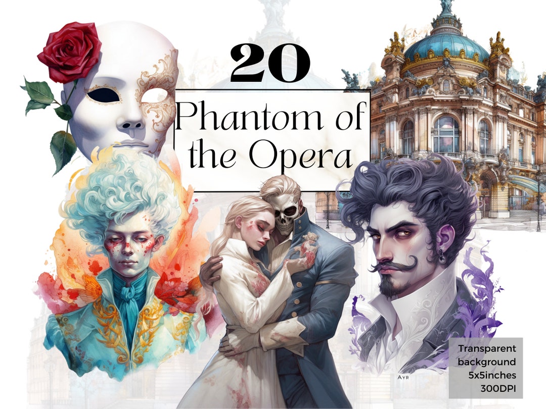 Phantom of the Opera Clipart Png, Watercolor Erik & Christine's Love ...