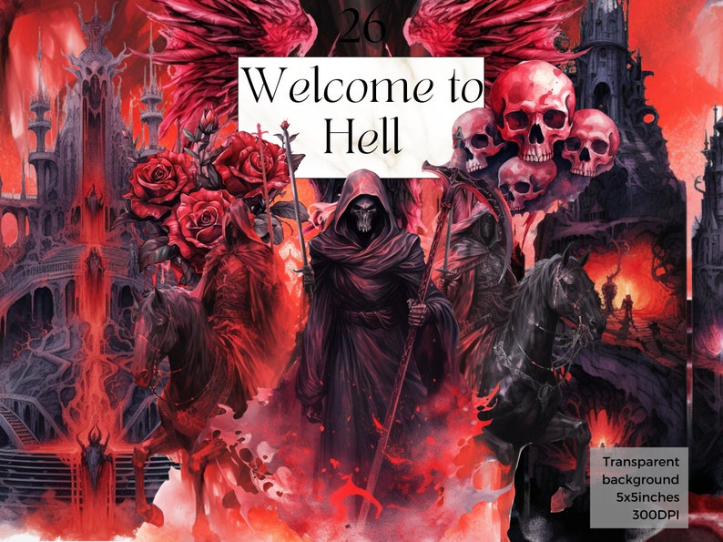 Watercolor Hades Clipart Printable Hell Fire Png Hell - Etsy