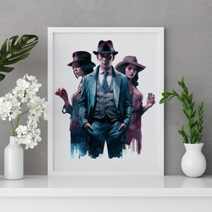 Watercolor Mafia Family Clipart, Printable Gangster Art Print, Gothic ...