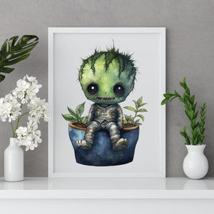 Watercolor Creepy Cute Zombie Toy Clipart, Printable Kid Kawaii Cute ...