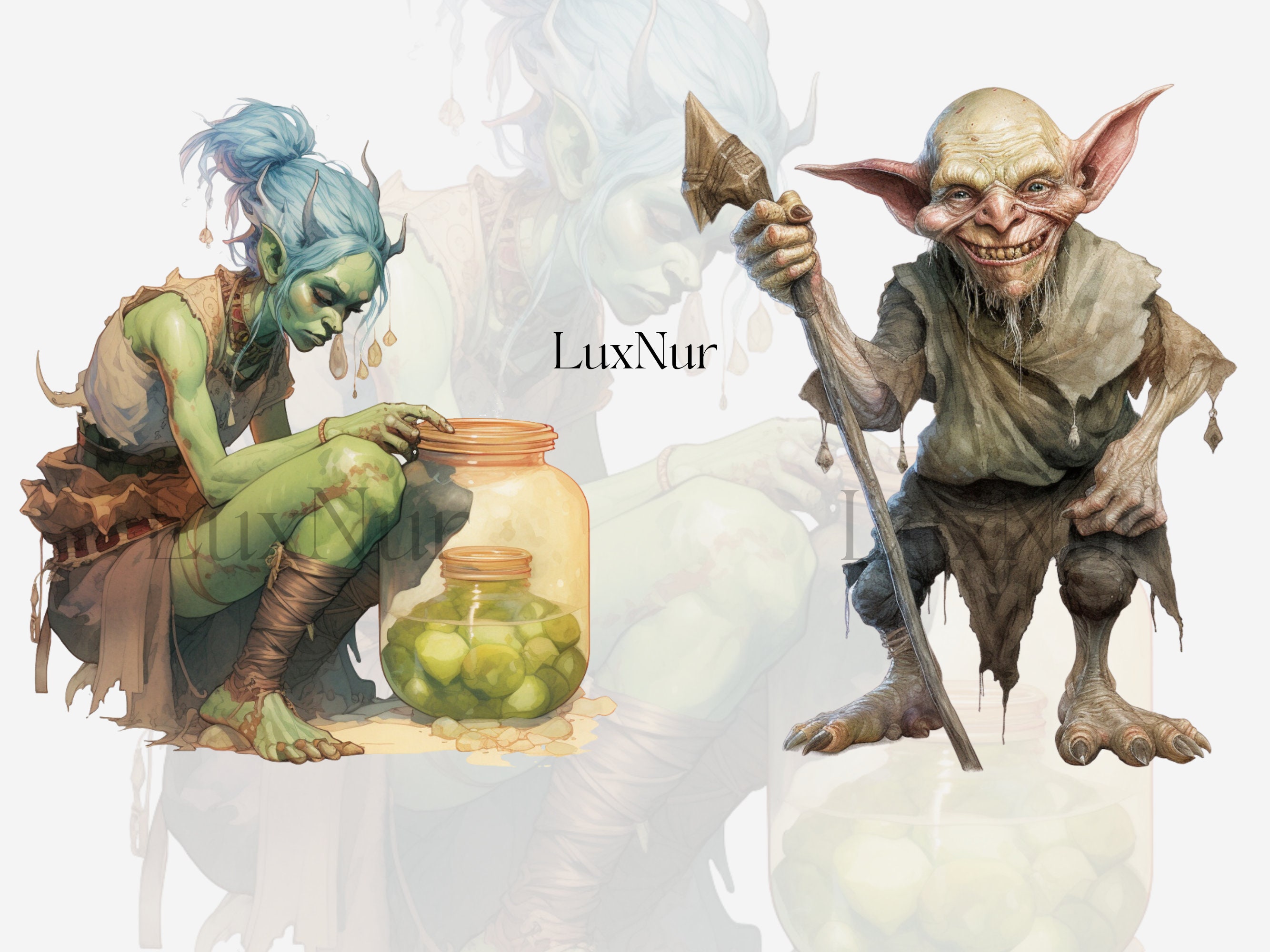 Watercolor Goblin Clipart Printable Dungeons and Dragons Dnd - Etsy UK
