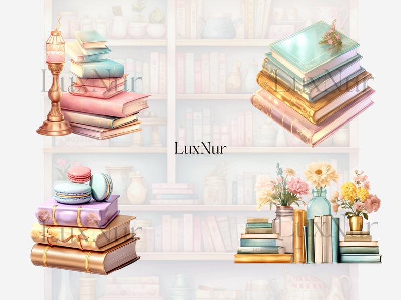 Watercolor Cottagecore Books Clipart Printable Cozy Reading - Etsy