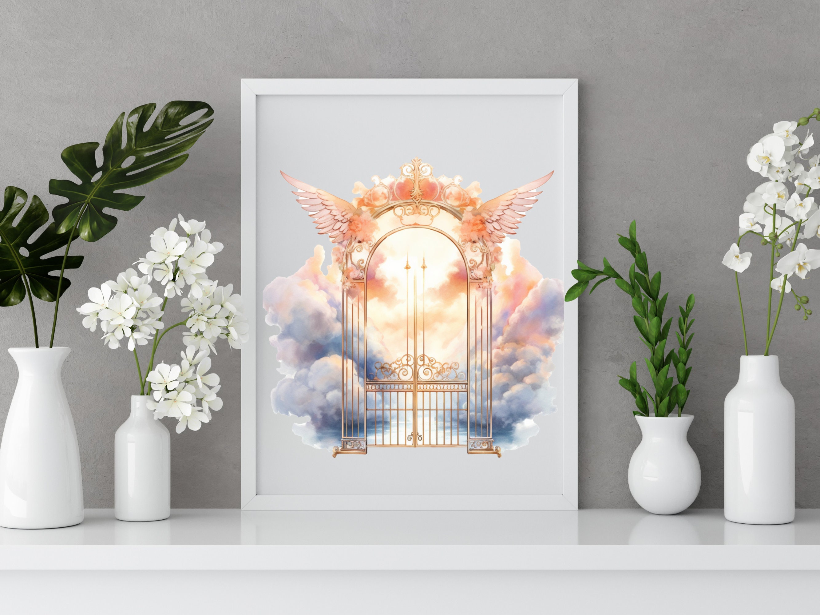 Watercolor Heaven Gates Clipart Png Printable Angel Clipart - Etsy UK