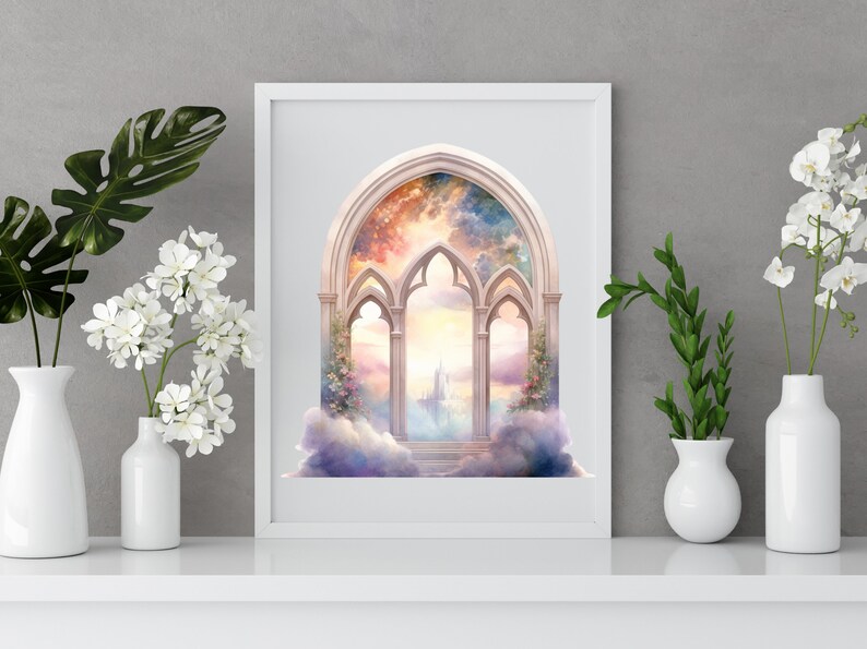 Watercolor Heaven Window Clipart Png Printable Angel Clipart - Etsy