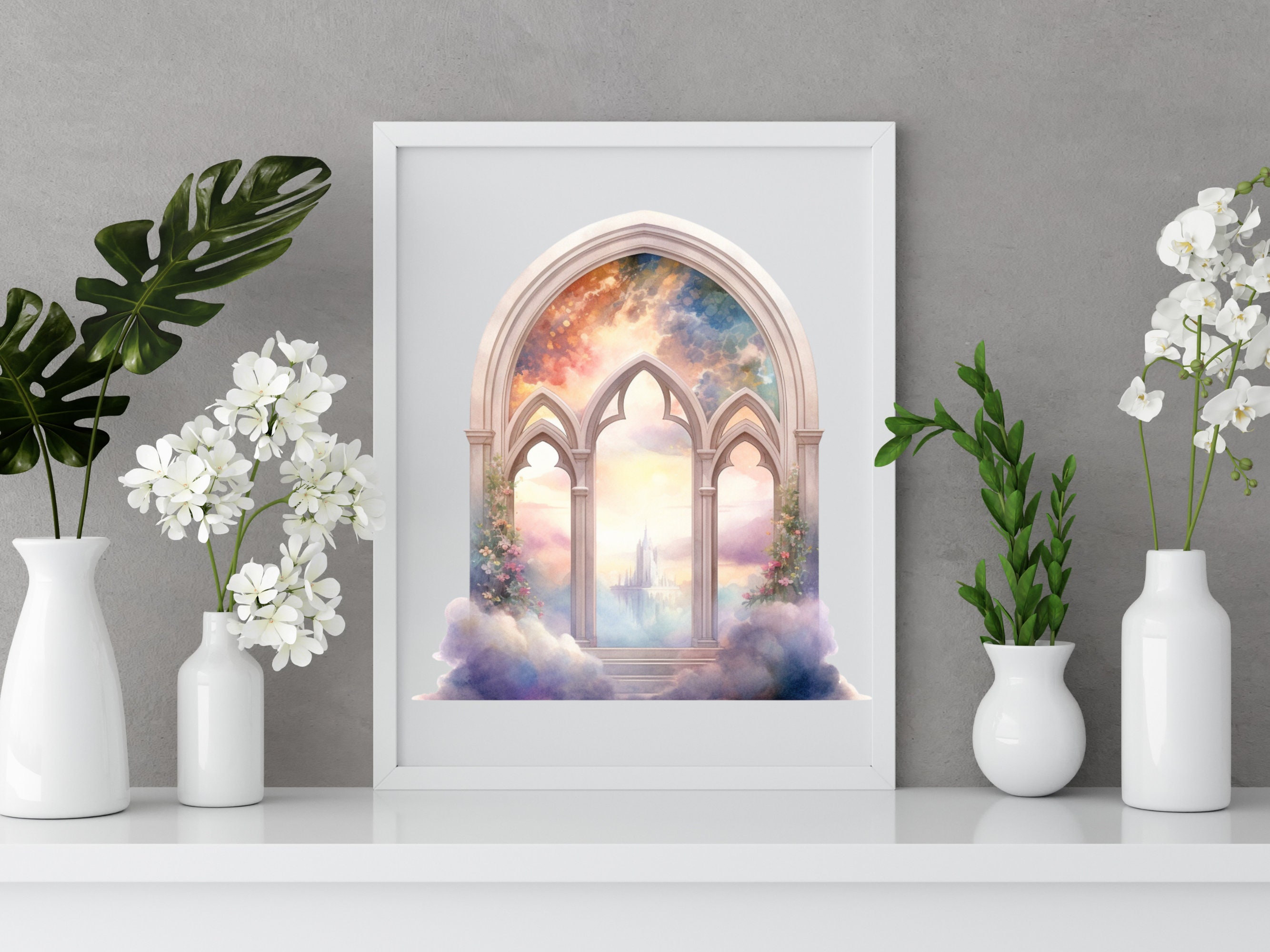 Watercolor Heaven Window Clipart Png Printable Angel Clipart - Etsy