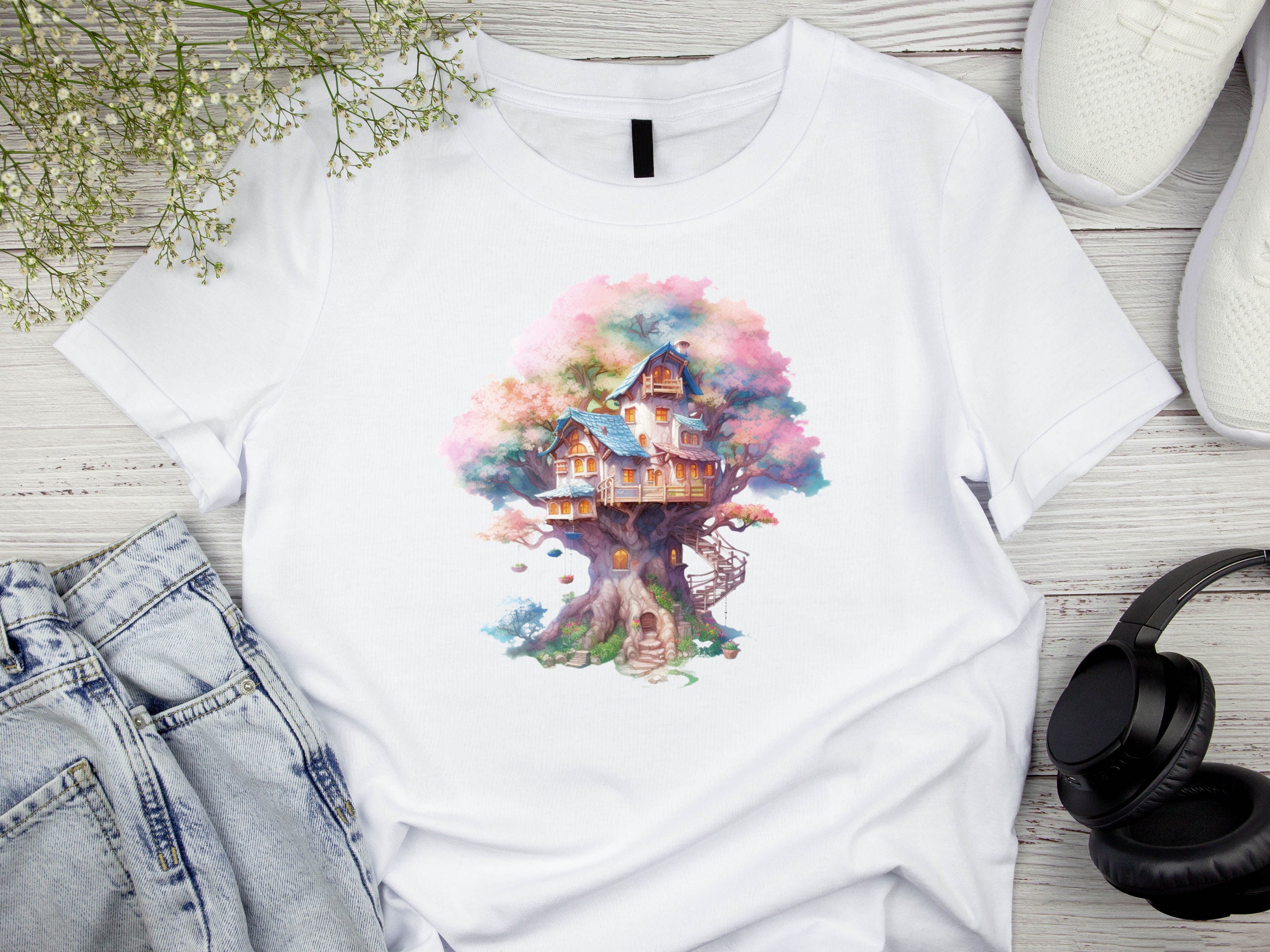 Watercolor Pastel Fairy House Clipart Png Printable Kids Art - Etsy