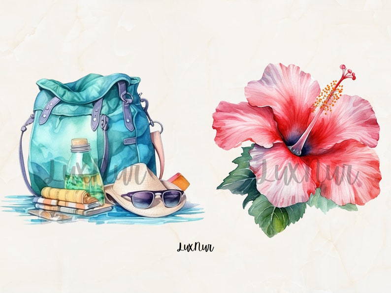 Watercolor Pool Party Clipart Summer Vacation Beach Holiday - Etsy