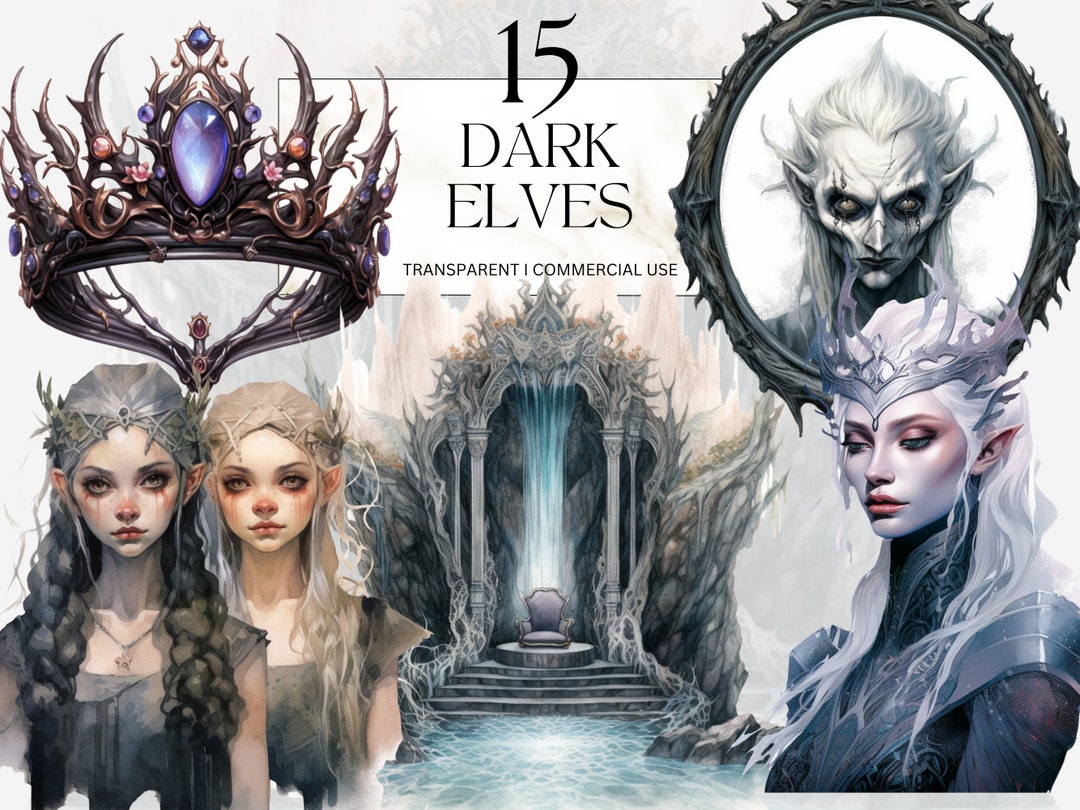 Watercolor Dark Elf Clipart Printable Dungeons and Dragons Dnd RPG Blue ...