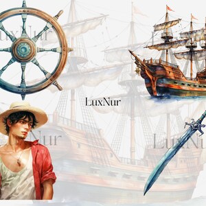 Watercolor Going Merry Clipart Printable Monkey D Luffy Png Mystical ...