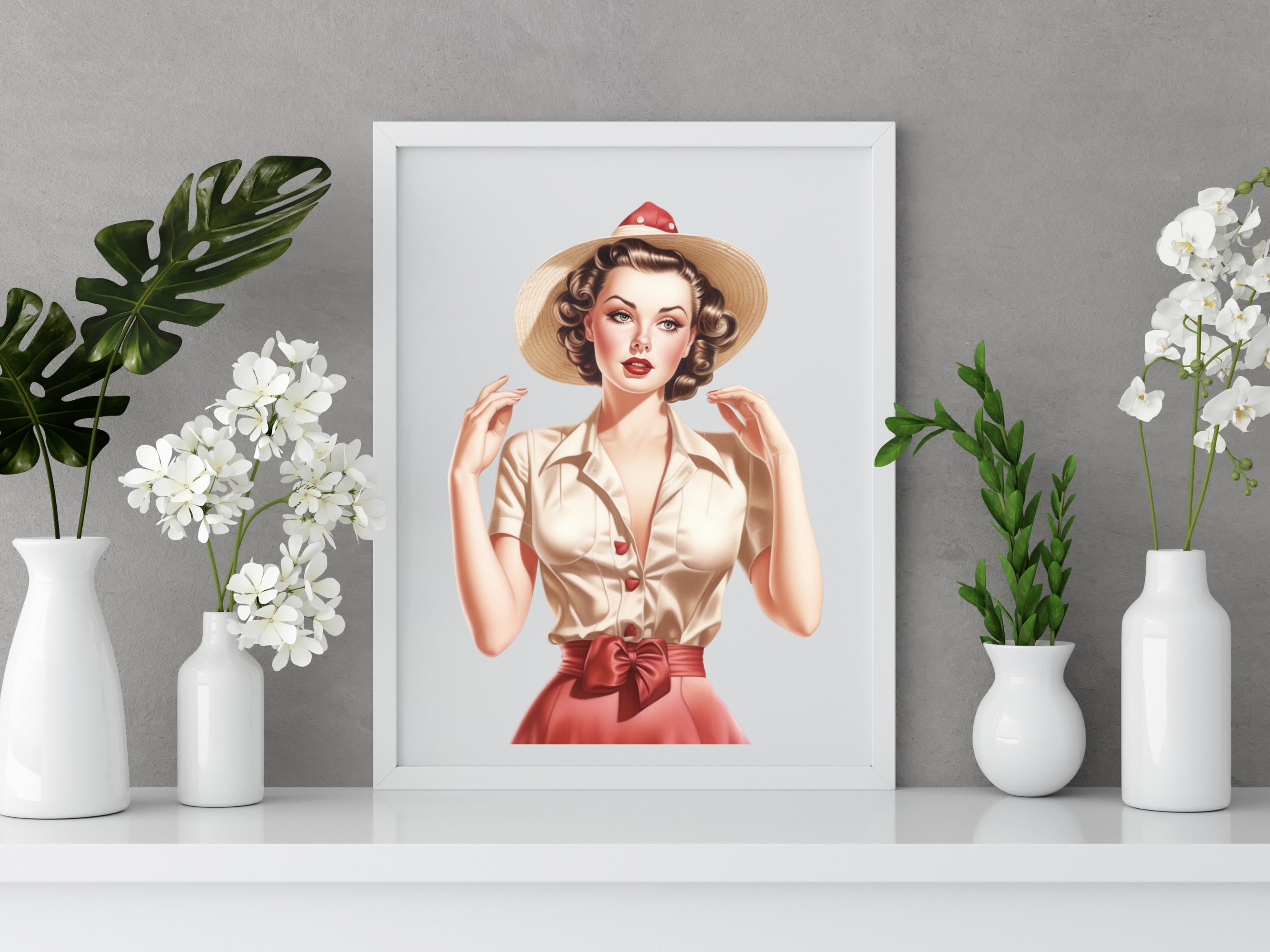 Watercolor 1940 Pinup Clipart Printable 1940s Retro Hollywood - Etsy