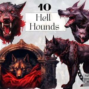 Watercolor Hell Hounds Clipart, Printable Hell Dogs Png, Hell Clipart ...