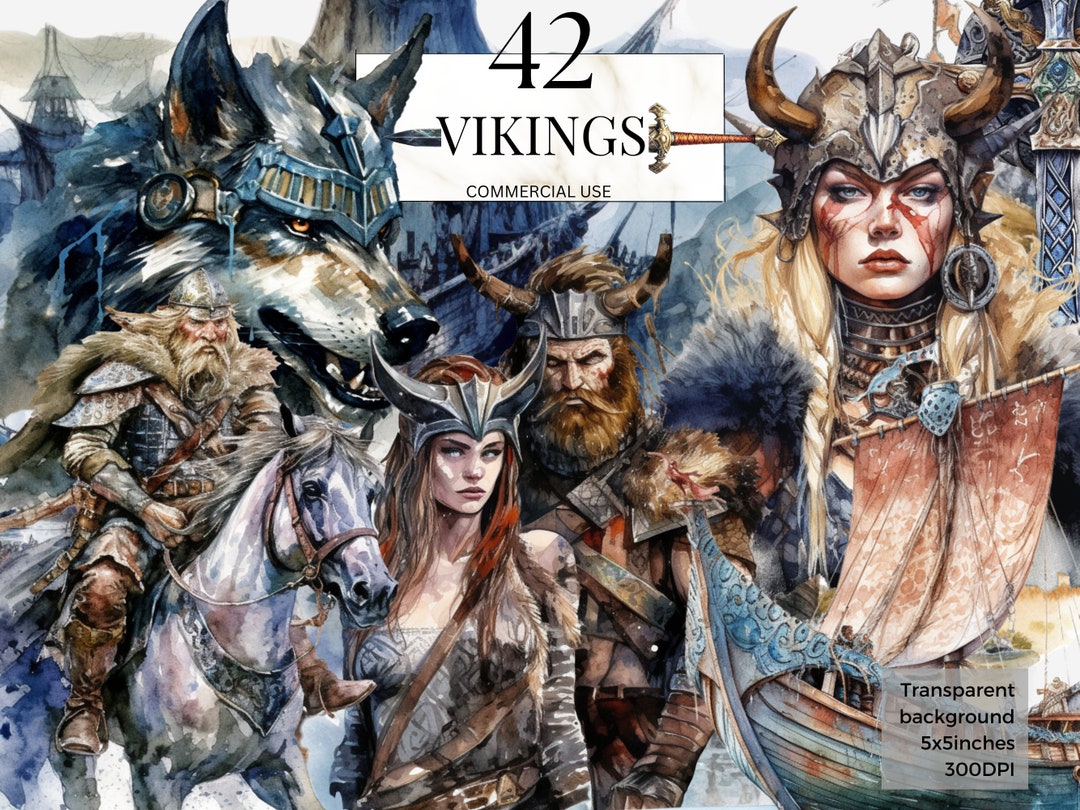 Watercolor Viking Clipart Nordic Pagan Norse Axe Shield Helmet Vikings ...