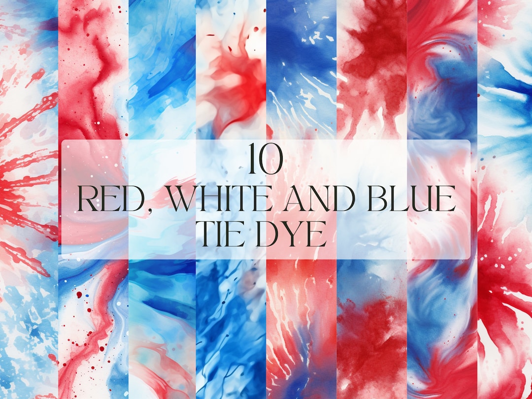 Watercolor Red White Blue Tie Dye Digital Paper, Printable Abstract ...