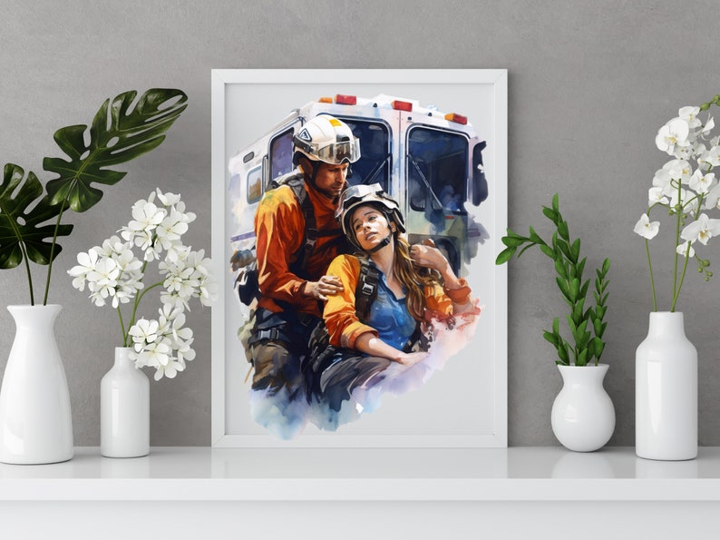 Watercolor Paramedic Clipart Printable Medical Professional - Etsy