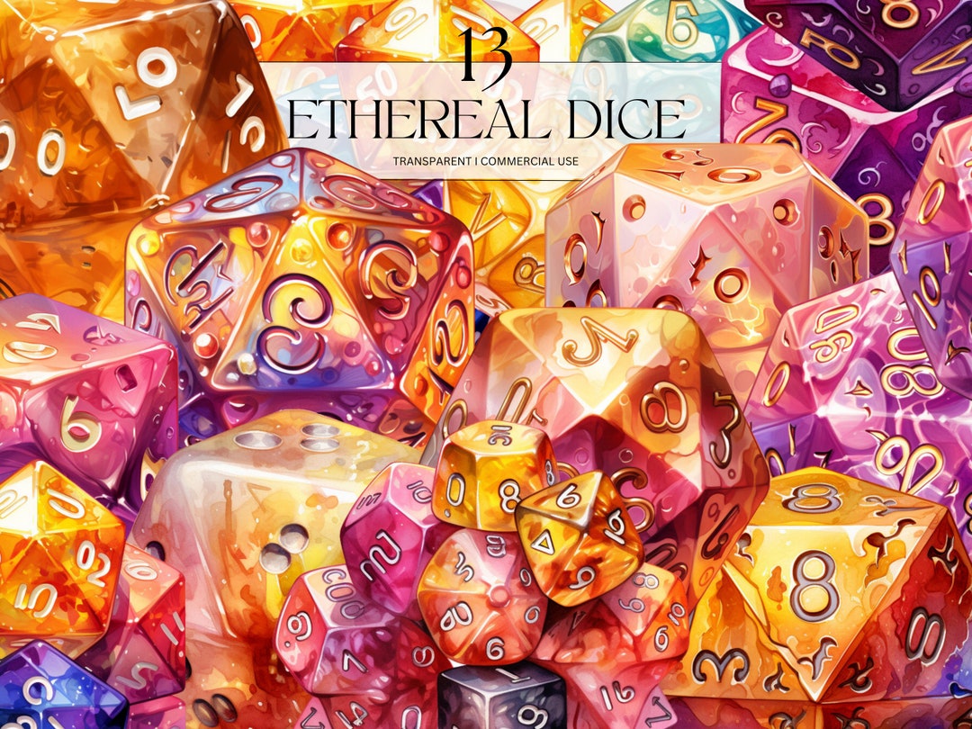 Watercolor Ethereal Dice Clipart, Printable Medieval Fantasy Role Play ...