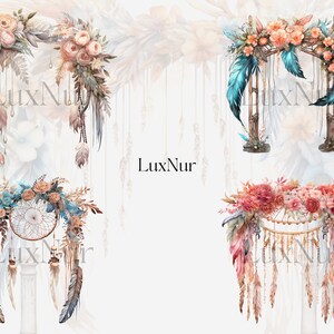Watercolor Boho Wedding Arches Clipart, Printable Floral Ephemera Png ...