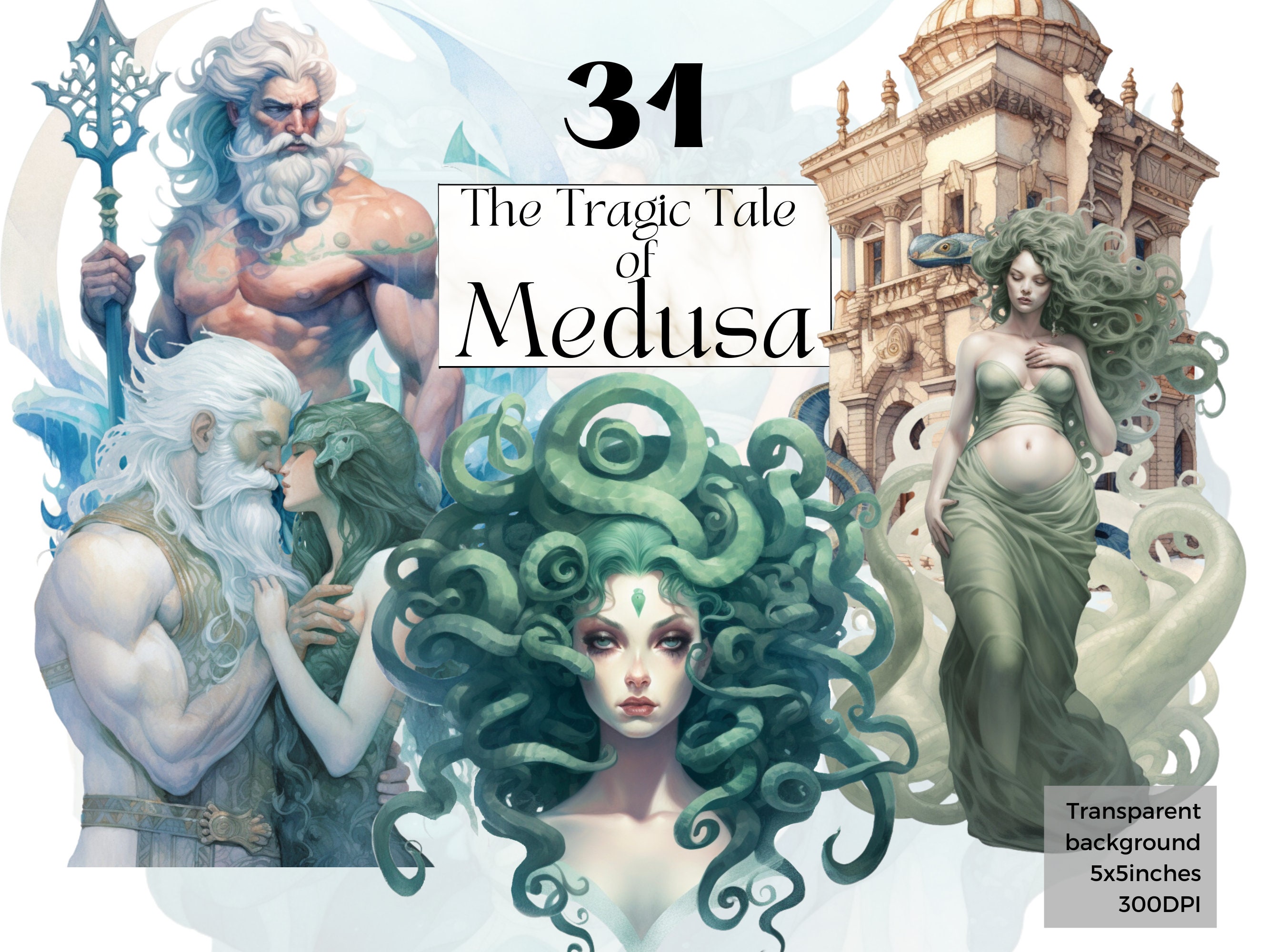 Tale of Medusa Clipart Png Printable Ancient Greek Goddess - Etsy UK