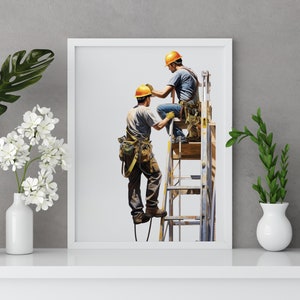 Watercolor Construction Worker Clipart Printable Home Builder Png ...