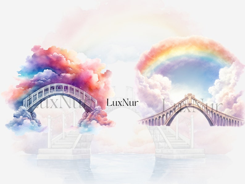 Watercolor Rainbow Bridge Clipart Png Printable Sympathy - Etsy