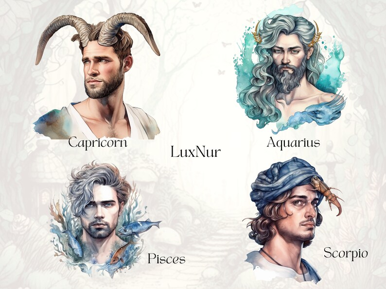 Watercolor Zodiac Sign God Png Clipart Printable Astrology - Etsy Canada