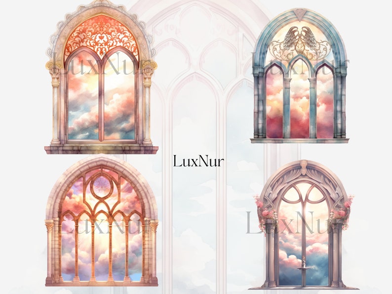 Watercolor Heaven Window Clipart Png Printable Angel Clipart - Etsy