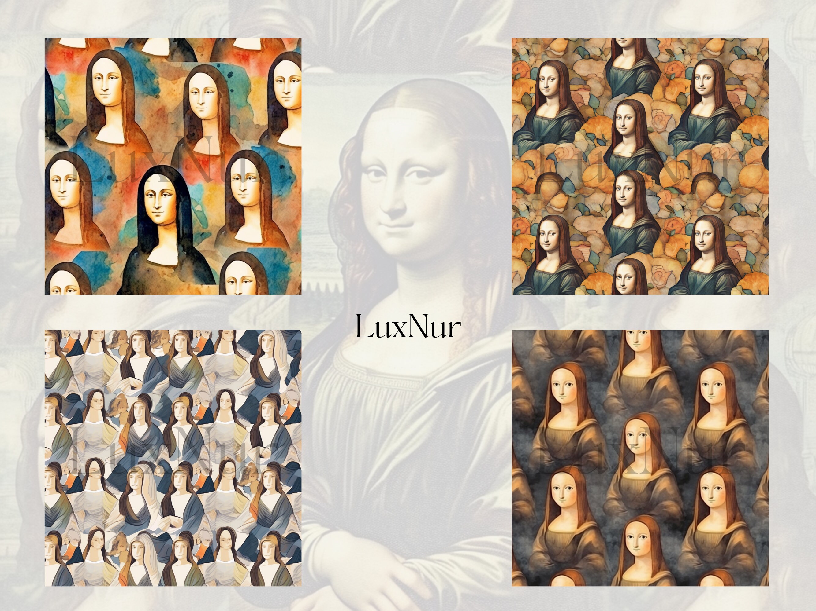 Watercolor Mona Lisa Digital Paper Leonardo Da Vinci - Etsy