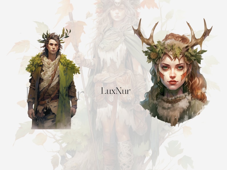 Watercolor Druid Clipart Printable Dungeons and Dragons Dnd - Etsy