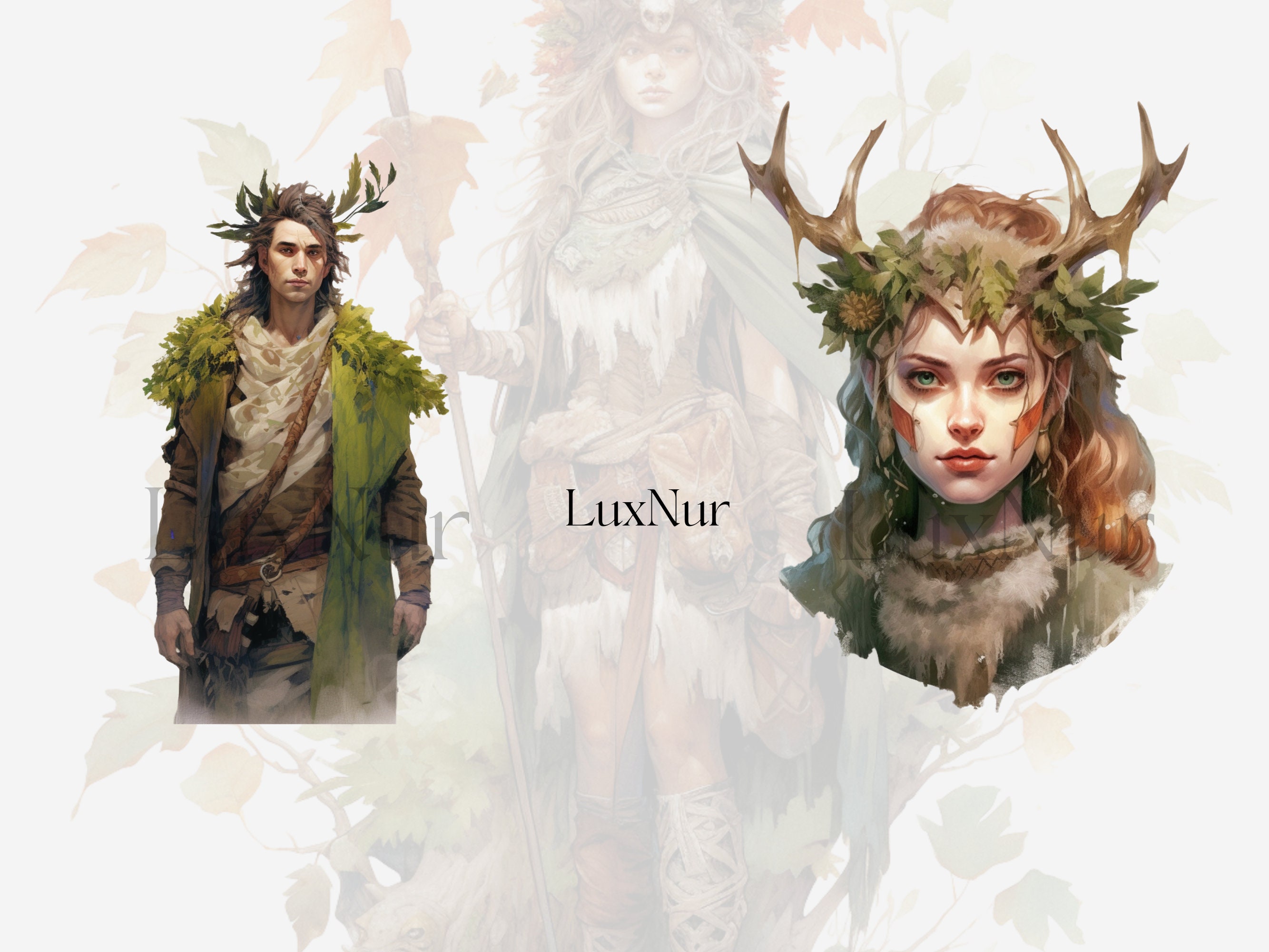 Watercolor Druid Clipart Printable Dungeons and Dragons Dnd - Etsy UK