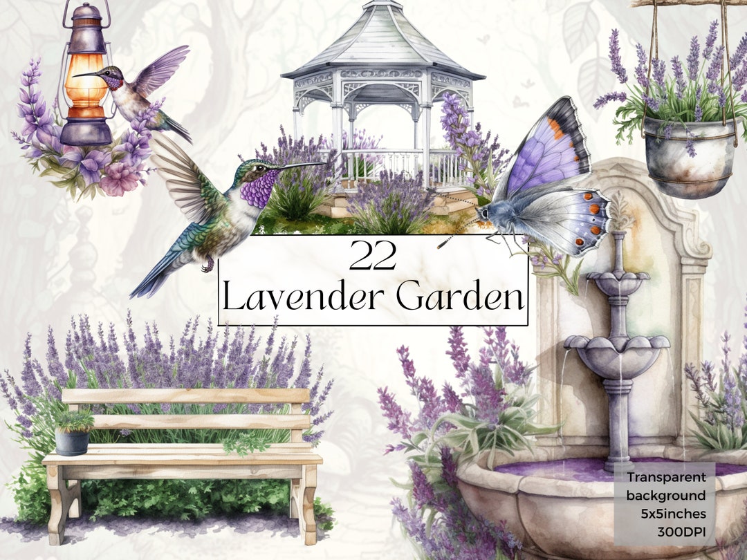Watercolor Lavender Garden Png Clipart, Printable Provence Floral ...