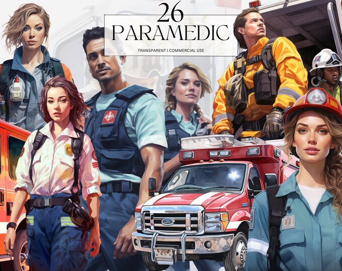 Watercolor Paramedic Clipart, Printable Medical Professional Jobs Png ...