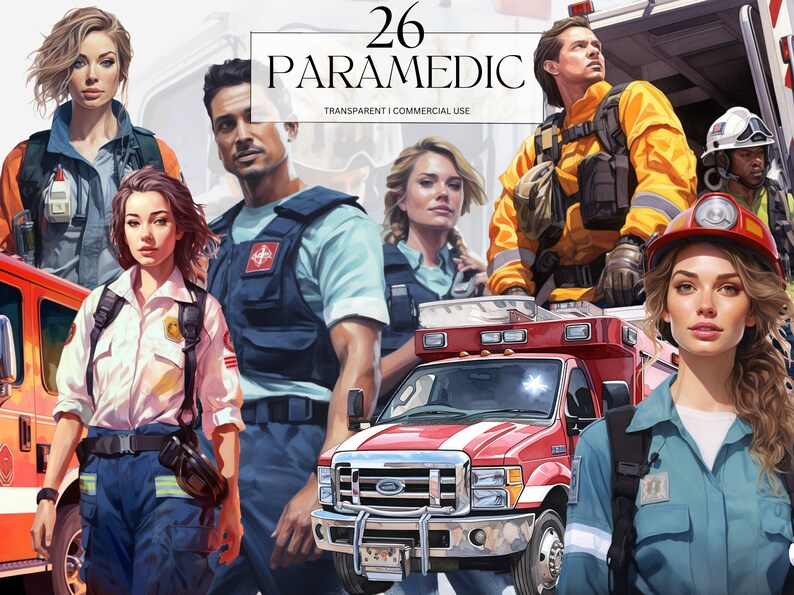 Watercolor Paramedic Clipart Printable Medical Professional - Etsy