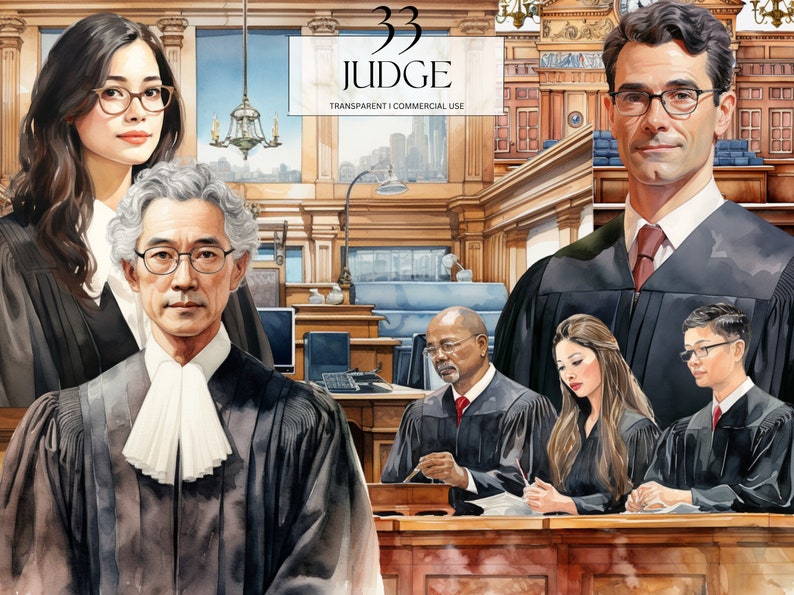 Watercolor Judge Clipart Printable Court Justice Professional - Etsy