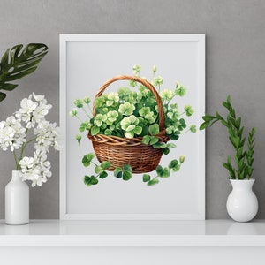 Watercolor Clover Clipart, Printable Fantasy Shamrock Png, Botanical ...