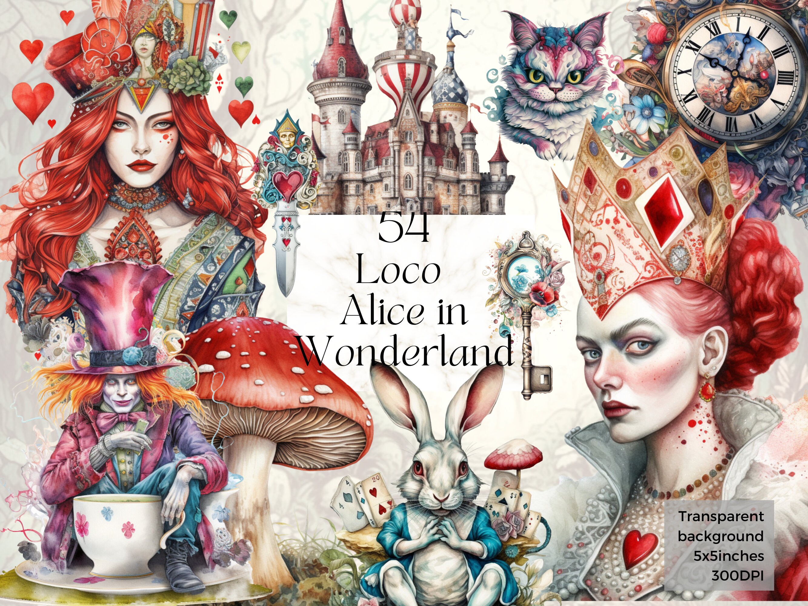 Aquarell Alice im Wunderland Png Clipart druckbare Mädchen - Etsy.de