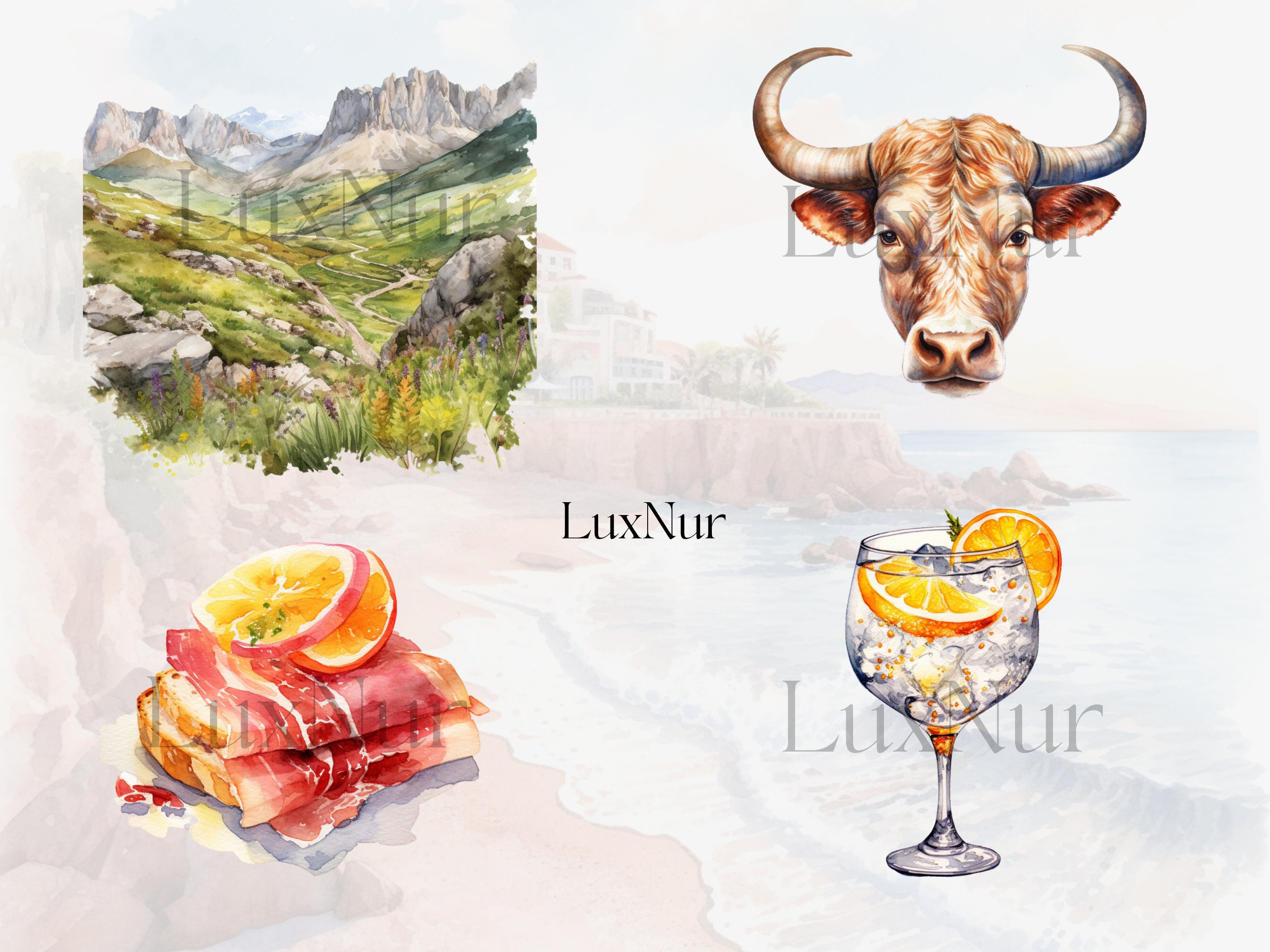 Watercolor Spain Clipart Printable Europe Toreador Png - Etsy UK