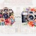 Watercolor Retro Camera Clipart, Printable Floral Camera Png, Floral ...