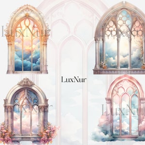 Watercolor Heaven Window Clipart Png, Printable Angel Clipart, Heaven ...