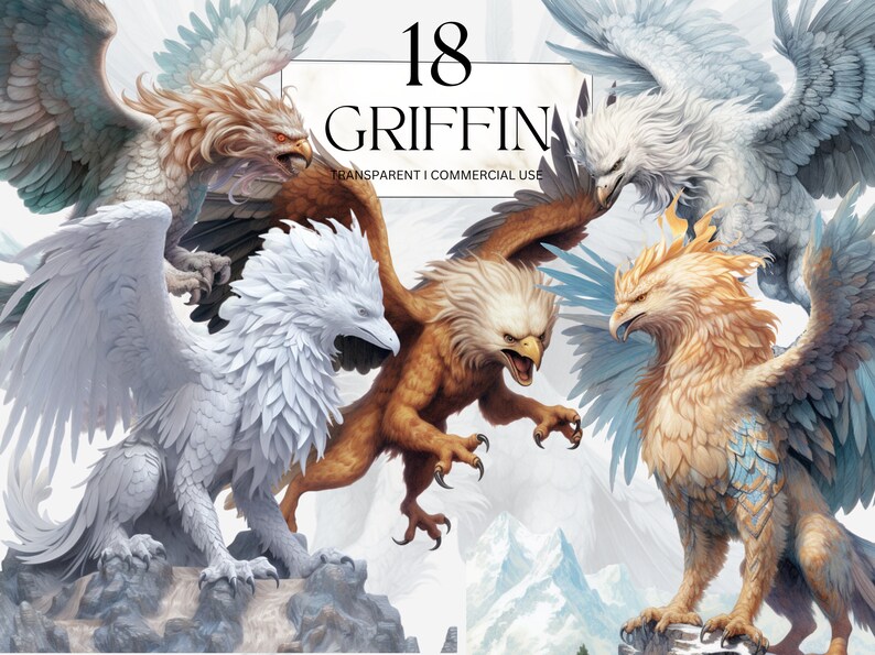 Watercolor Griffin Clipart Printable Eagle Lion Hybrid Png - Etsy