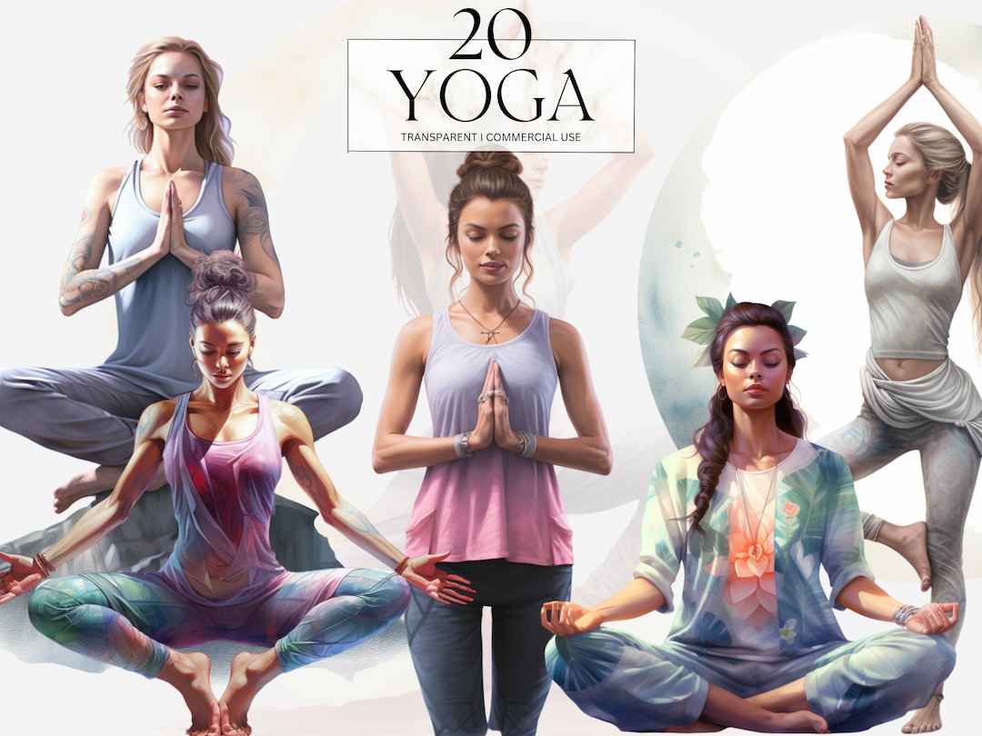 Watercolor Yoga Clipart, Printable Fitness Exercise Meditation Png ...