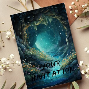 Watercolor Enchanted Caves Digital Paper, Printable Magical Underwater ...