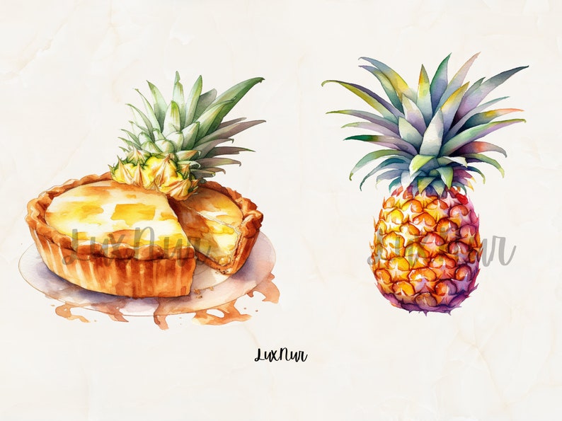 Watercolor Pineapple Clipart Printable Hawaiian Tropical - Etsy