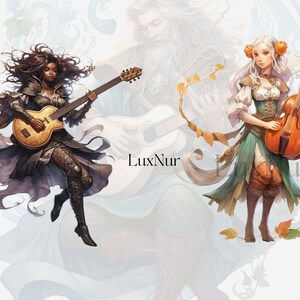 Watercolor Bard Clipart Printable Dungeons and Dragons Dnd RPG Game ...