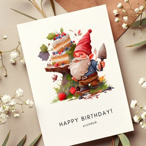 Floral Birthday Garden Gnome Watercolor Clipart Png, Printable Happy ...